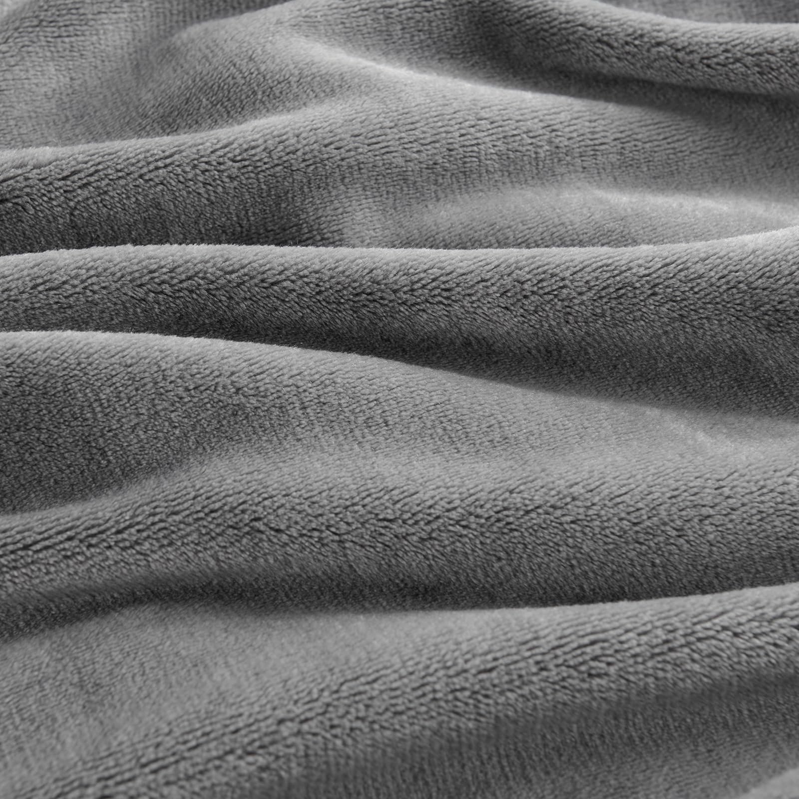CozyLux Fleece Throw Blanket for Couch Grey- 300GSM Soft Lightweight Cozy Plush Fuzzy Microfiber Flannel Blankets for Travel Camping Chair and Sofa, 50x60 inches, Gray