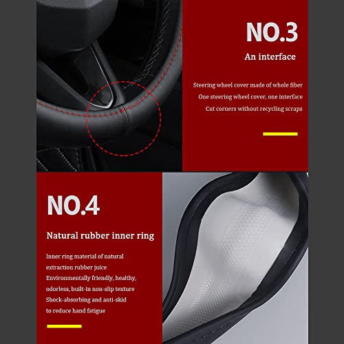 NEEARI The Leather Steering Wheel Sleeve is Suitable for Volvo S60 V60 S90 V90 XC40 XC60 XC90 (Black red), (WVWFXT)