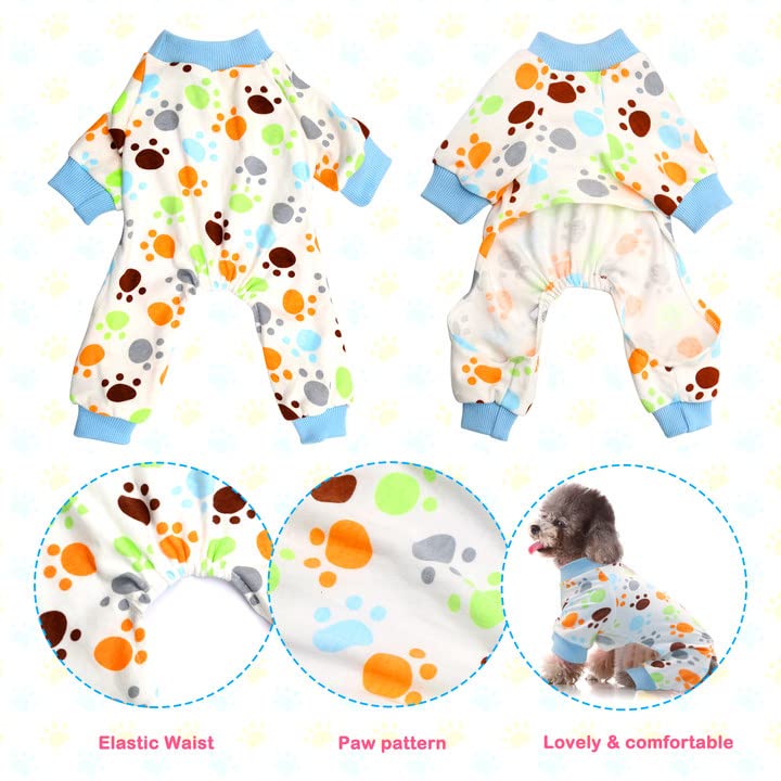 Rypet Small Dog Pajamas 2 Pack - Cute Cat Pajamas Onesie Soft Puppy Rompers Pet Jumpsuits Cozy Bodysuits for Small Dogs and Cats(Blue + Red)