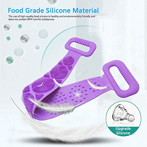 Silicone Bath Body Brush, Exfoliating Silicone Body Back Scrubber, Deep Clean Back Acne & Bacne, Extra Long and Super Soft, Suitable for Women & Men