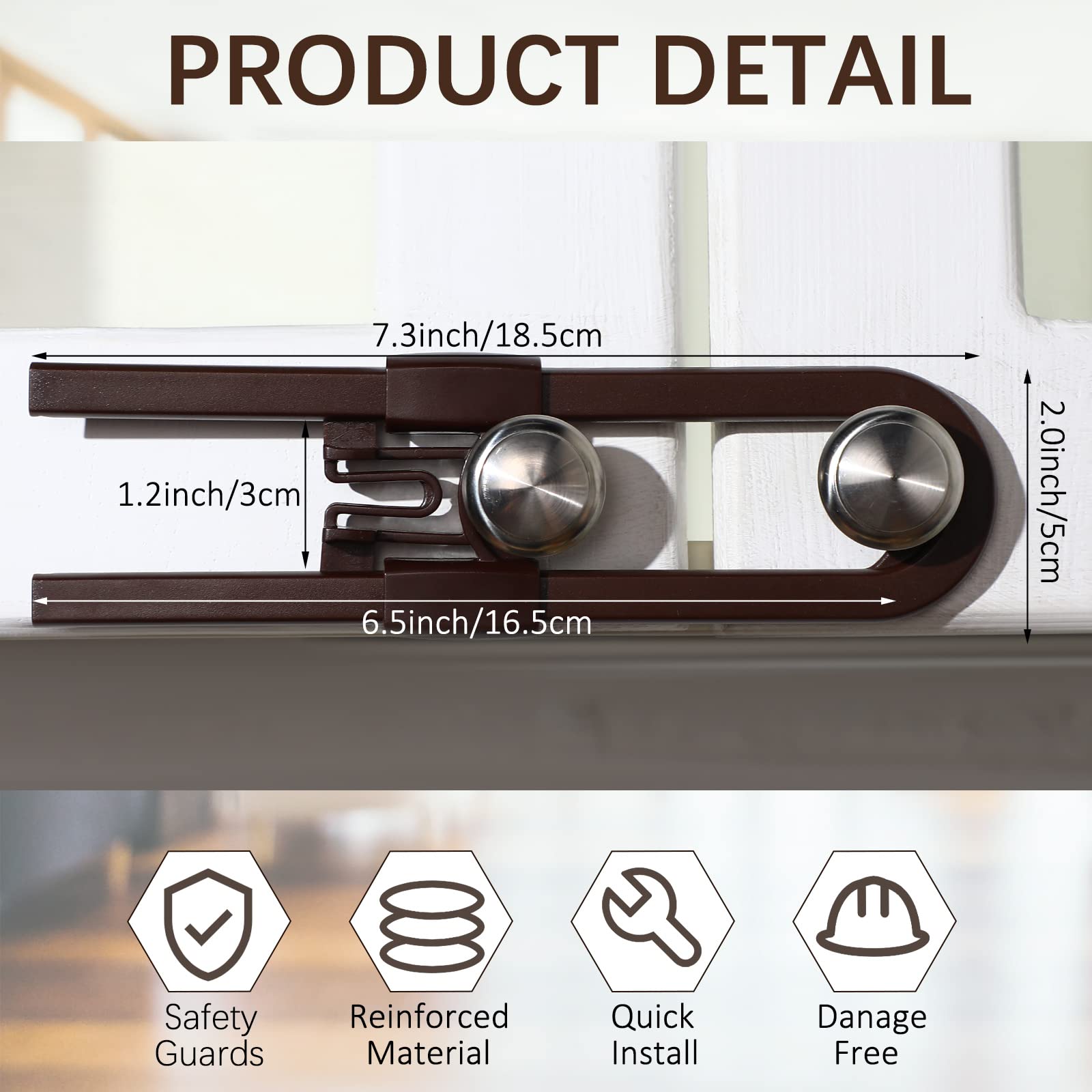 Hotop 12 Pcs Baby Proofing Cabinet Locks, Sliding Locks for Babies Toddlers Child Proof Latches Adjustable U-Shaped Safe Cupboard Closet Handles Knobs Drawers, Black, 4.8 x 18.5 cm/ 1.89 7.28 Inch