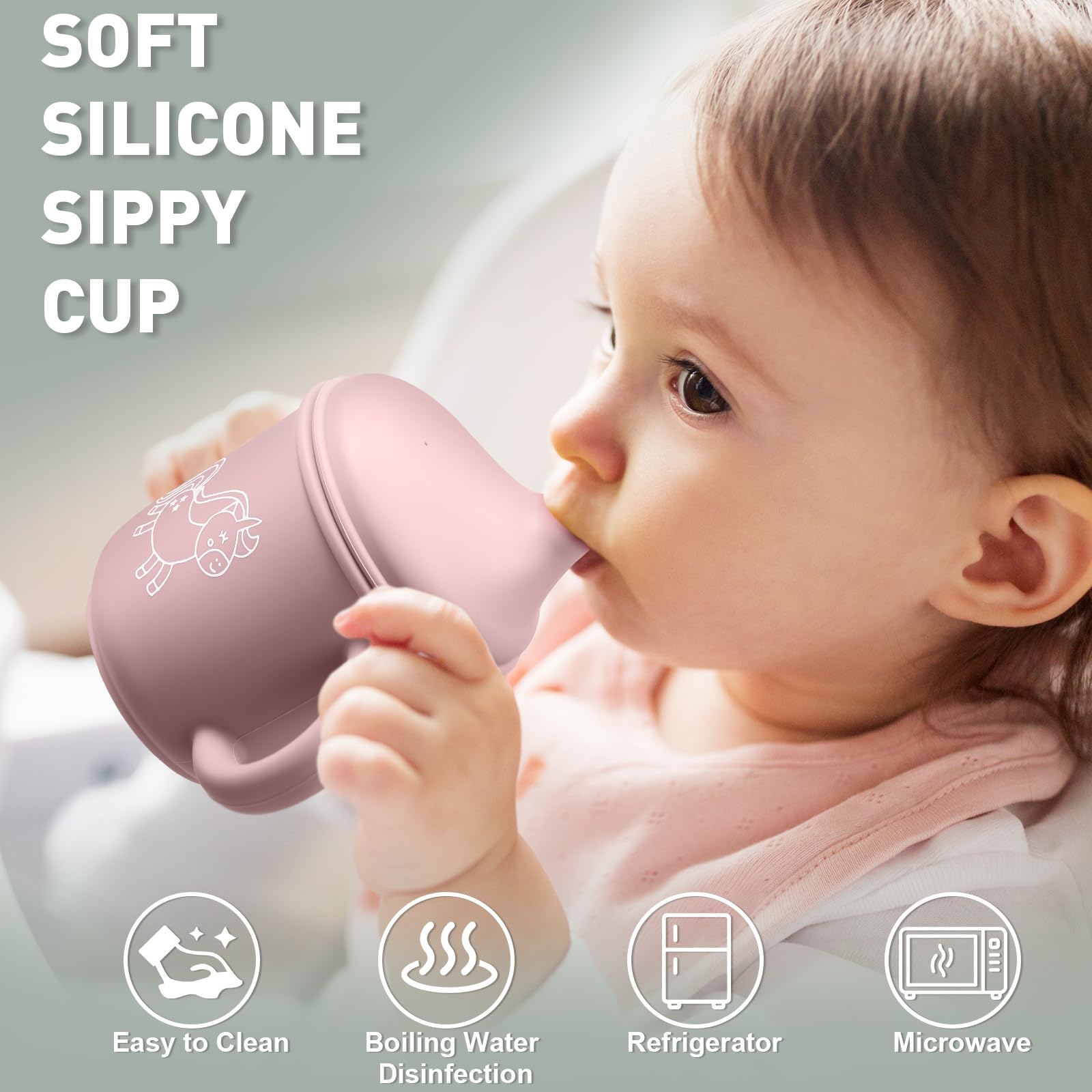 Didaey 6 Pack Silicone Sippy Cups for Toddlers Baby Sippy Cup with Non Slip Handles No Spill Sippy Cups for Toddlers