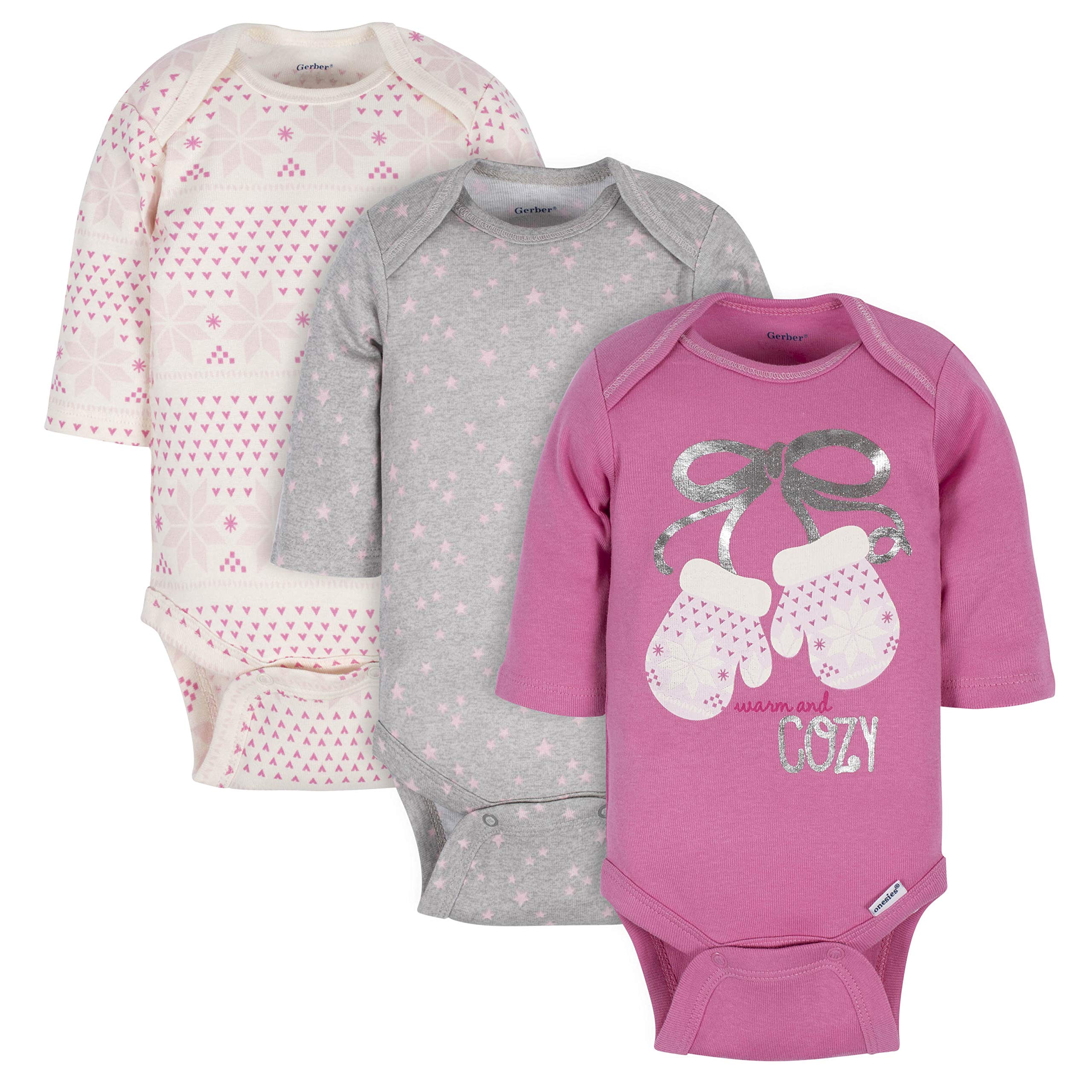 Gerber Baby Girl's 3-Pack Long-Sleeve Onesies Bodysuit, Yellow Dream, 6-9 Months