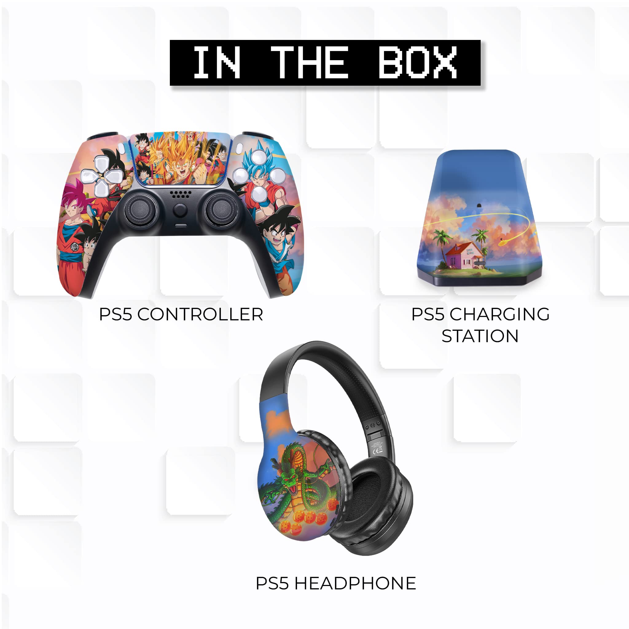 Dragon Z Custom Modded Controller with Gaming Headset and Quick Charging Stand Compatible with Console | Customized with Permanent Hydro-Dip Printing(Not Just A Skin)(Controller Included)