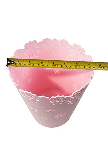Nazr Wastebasket, Hollow Flower Shape Plastic Lidless Wastepaper Baskets Trash Can (M-Pink)