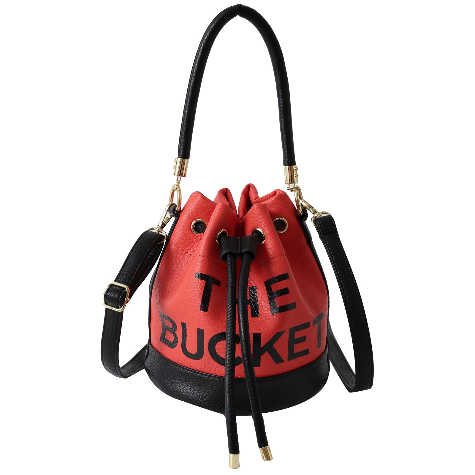Drawstring Bucket Cross body Bags for Women Handbags Purses Designer Soft Vegan Leather Shoulder Bags (Orange)