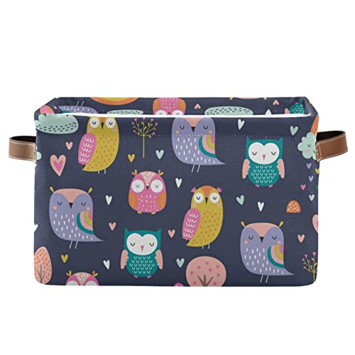 xigua Owl Storage Basket Storage Bin Organizer Basket, Foldable Rectangular Storage Box with Handles for Home Office
