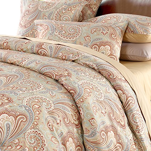 Softta Duvet Cover Set Paisley Bedding Design 800 Thread Count 100% Cotton 3Pcs,Queen Size,Khaki