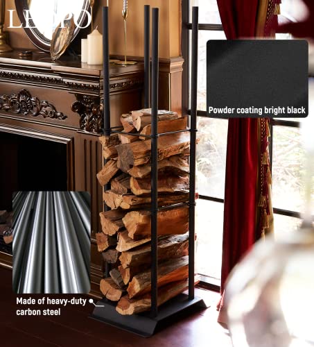 LEOPO Industrial Fireplace Log Holder Tower, Frame Indoor Outdoor Log Holder, Heavy Duty Wood Rack for Firewood