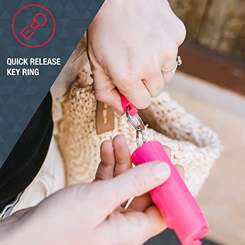 SABRE Advanced Pepper Spray Keychain with Quick Release – 3-in-1 Pepper Spray, CS Tear Gas & UV Dye – Maximum Strength Police OC Spray, Finger Grip for Better Aim – Optional Practice Spray