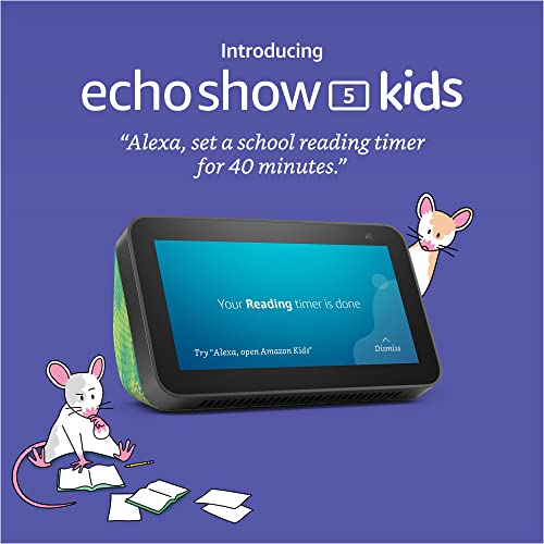Echo Show 5 (2nd Gen) Kids | Chameleon with Echo Dot (4th Gen) Kids | Tiger and Sengled Bluetooth Color bulb | Alexa smart home starter kit