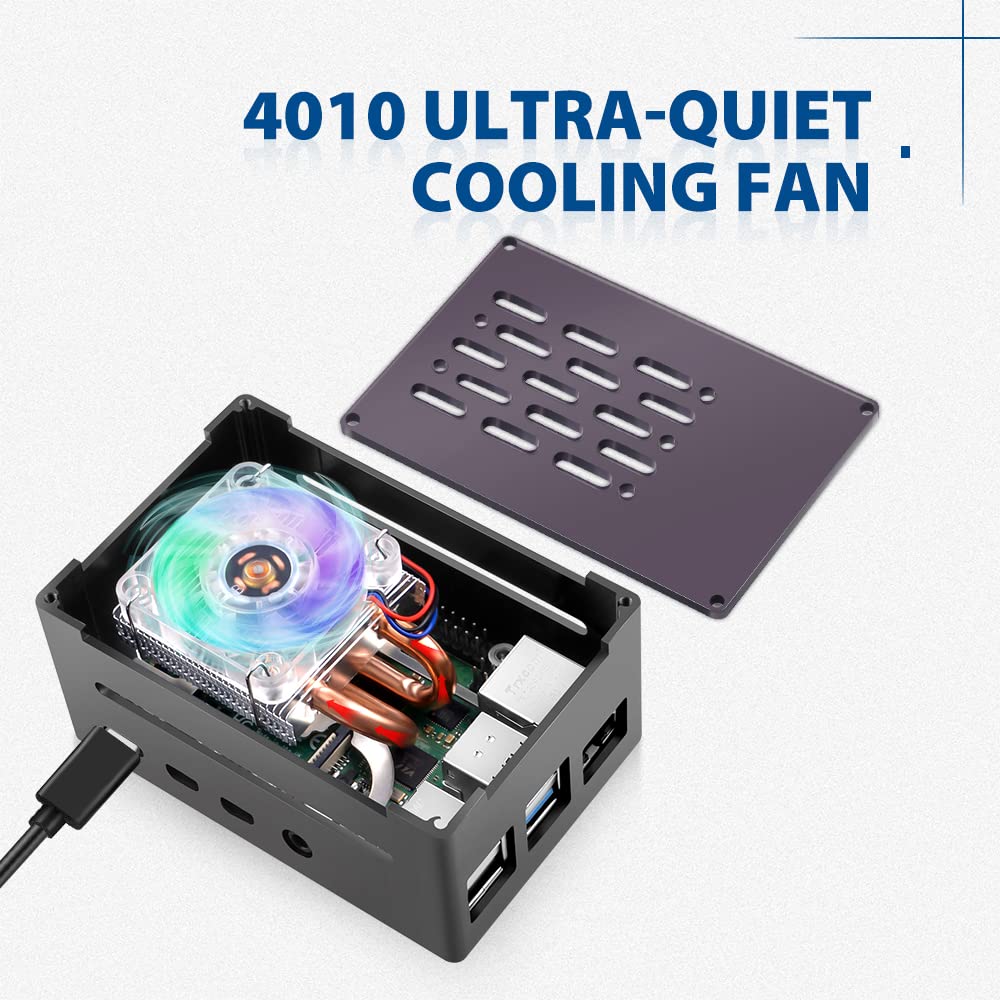 GeeekPi Aluminum Case with ICE Tower Cooler for Raspberry Pi 4, Pi 4 PWM Cooling Fan with Aluminum Heatsink for Raspberry Pi 4 Model B Only