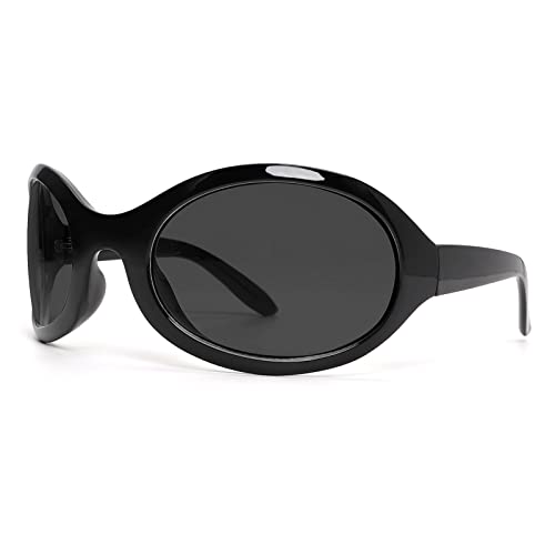 GUVIVI Oversized Oval Womens Trendy Wrap Around sunglasses Driving Sun Glasses UV Protection Sunnies
