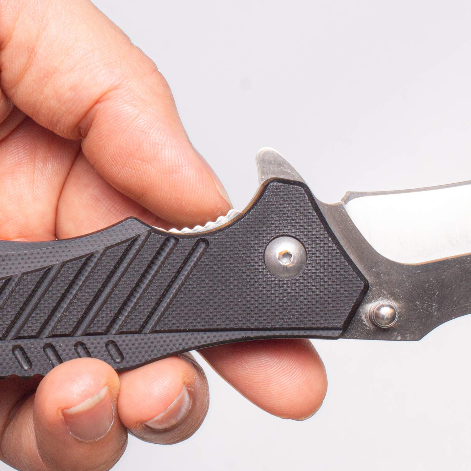 EDC Folding Pocket Knife, Tactial Hunting Knife with GF Handle and Hanging Hole, Outdoor Hunting Camping Acessories with Pocket Clip