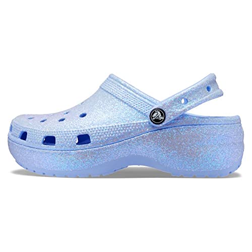 Crocs Women's Classic Platform Glitter Clog, Moon Jelly, 8