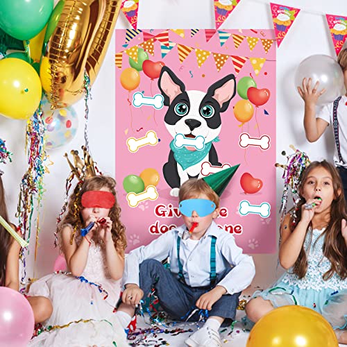 Fowecelt Pin The Bone on The Dog Party Games with 48 Pcs Bone, Give The Dog a Bone Game for Dog Themed Birthday Party Game Supplies