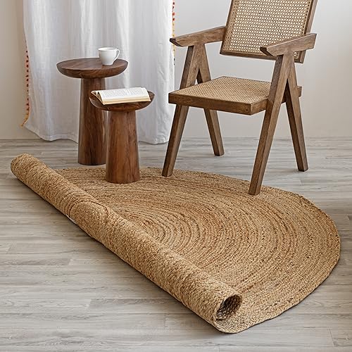 HOMEMONDE Round Circle Living Room Rugs 5-Feet Handmade Braided Area Rug Carpet for Kitchen, Bedroom