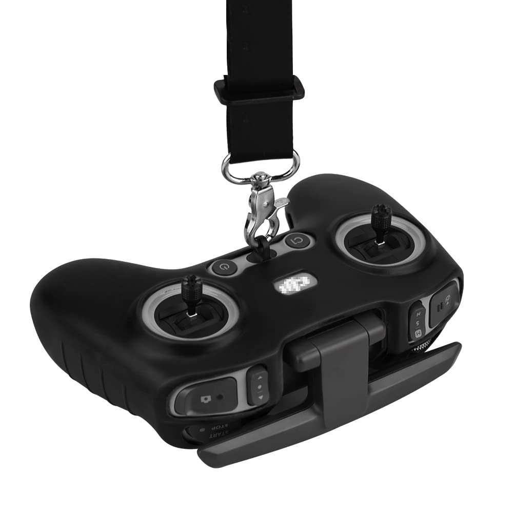 Drone Remote Control Game Silicone Sleeve, Through the Machine Handle Protective Cover Strap Remote Controller Joystick, Suitable for DJI Avata/FPV Combo Accessories (Black + Black Lanyard)
