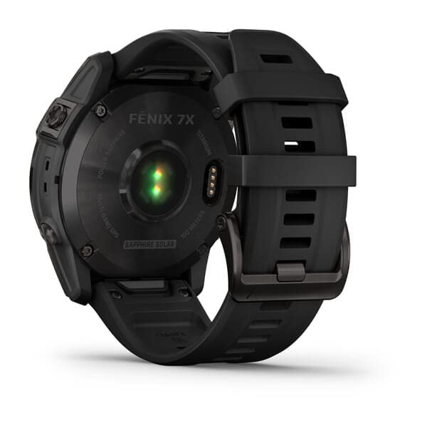 Garmin Fenix 7X Sapphire Solar Edition Smart Watch Carbon Gray DLC Titanium with Black Band + Watch Charging Stand + USB Car/Wall Adapter + More! (010-02541-10)