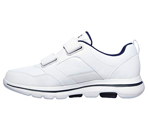 Skechers Men's Gowalk-Athletic Hook and Loop Walking Shoes | Two Strap Sneakers | Air-Cooled Foam, White/Navy, 13