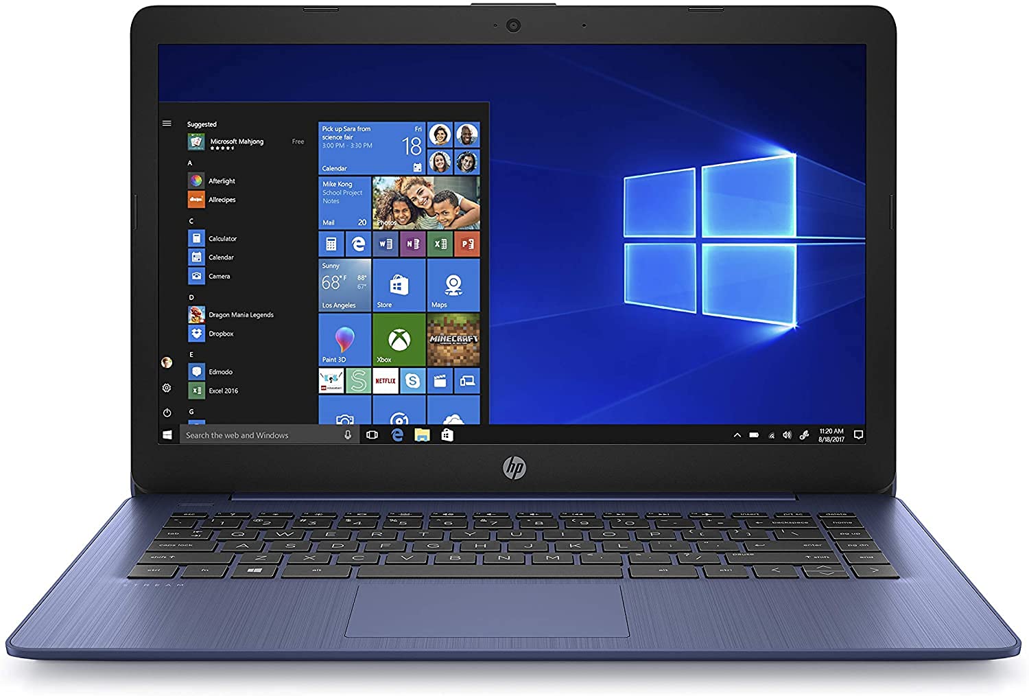 HP 14.0" HD IPS Laptop, Intel Celeron N4020, 4GB RAM, 64GB eMMC Storage, Intel UHD Graphics 600, Wi-Fi 5, Bluetooth 5, Windows 11, Bundle with JAWFOAL