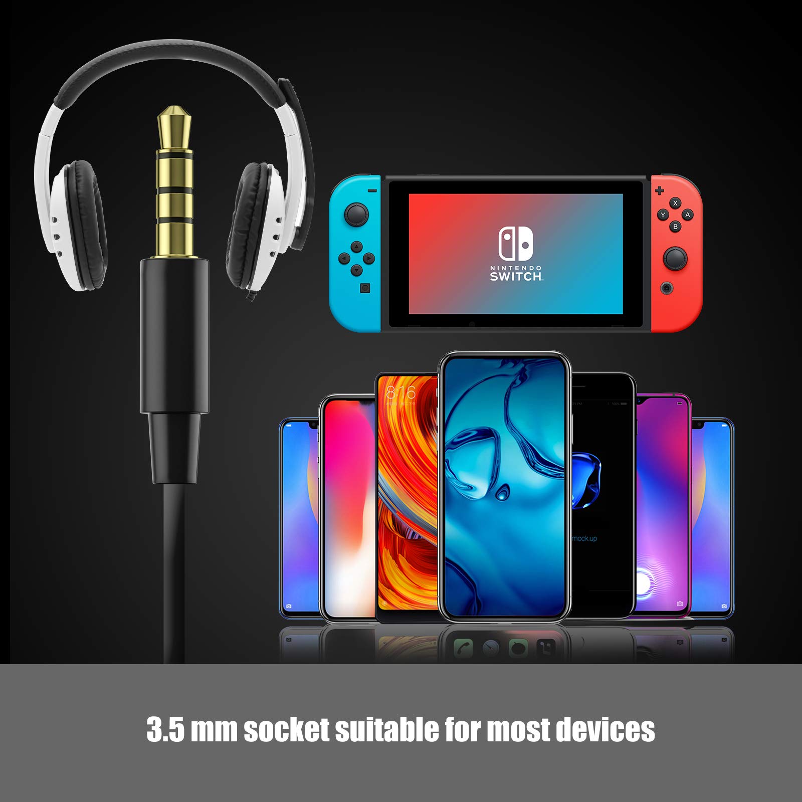 ECHZOVE PS5 Headset, PS5 Headeset with Mic, Gaming Headset Compatible with PS4 Switch Xbox one Xbox 360 and PC, Stereo Sound and Noise Cancelling