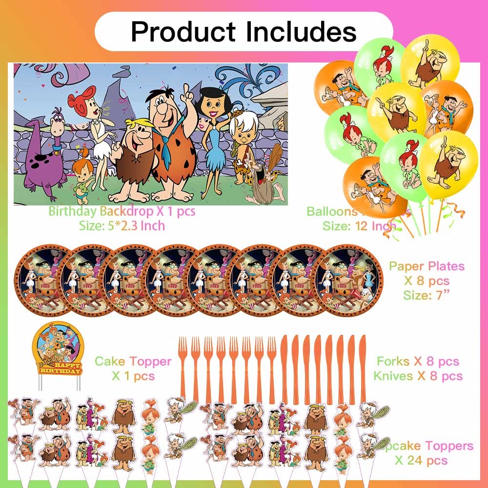 Flintstones Party Supplies Birthday Decorations Plates Balloons Banner Cake Toppers Decorations Decor