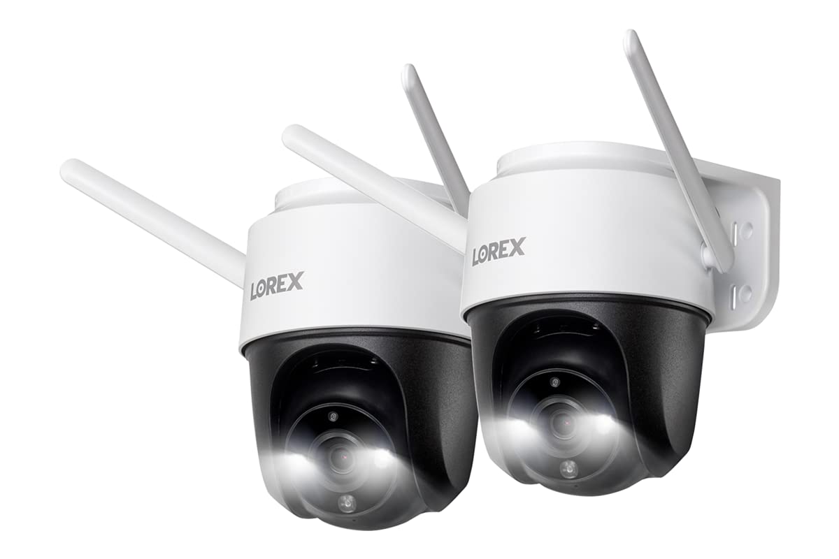Lorex F461AQD 2K Pan-Tilt Indoor/Outdoor WiFi Security Camera with 32GB MicroSD Card, Auto-Tracking, Color Night Vision, 2-Way Talk, Person Detection, and Warning Light/Siren (M. Refurbished)