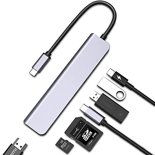 HUIFANGBU USB C Hub 7-in-1 USB C Multiport Adapter with HDMI 100W PD and SD/TF Card Reader