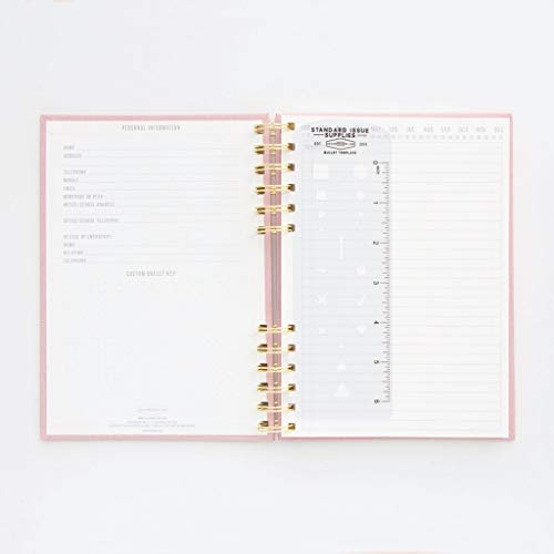 Designworks Ink Standard Issue No. 12 Dusty Pink Undated Planner Notebook Journal with Lined Pages, Elastic Pen Holder, and Durable Spiral Binding for Work, Writing, Journaling - 6" x 8.25"