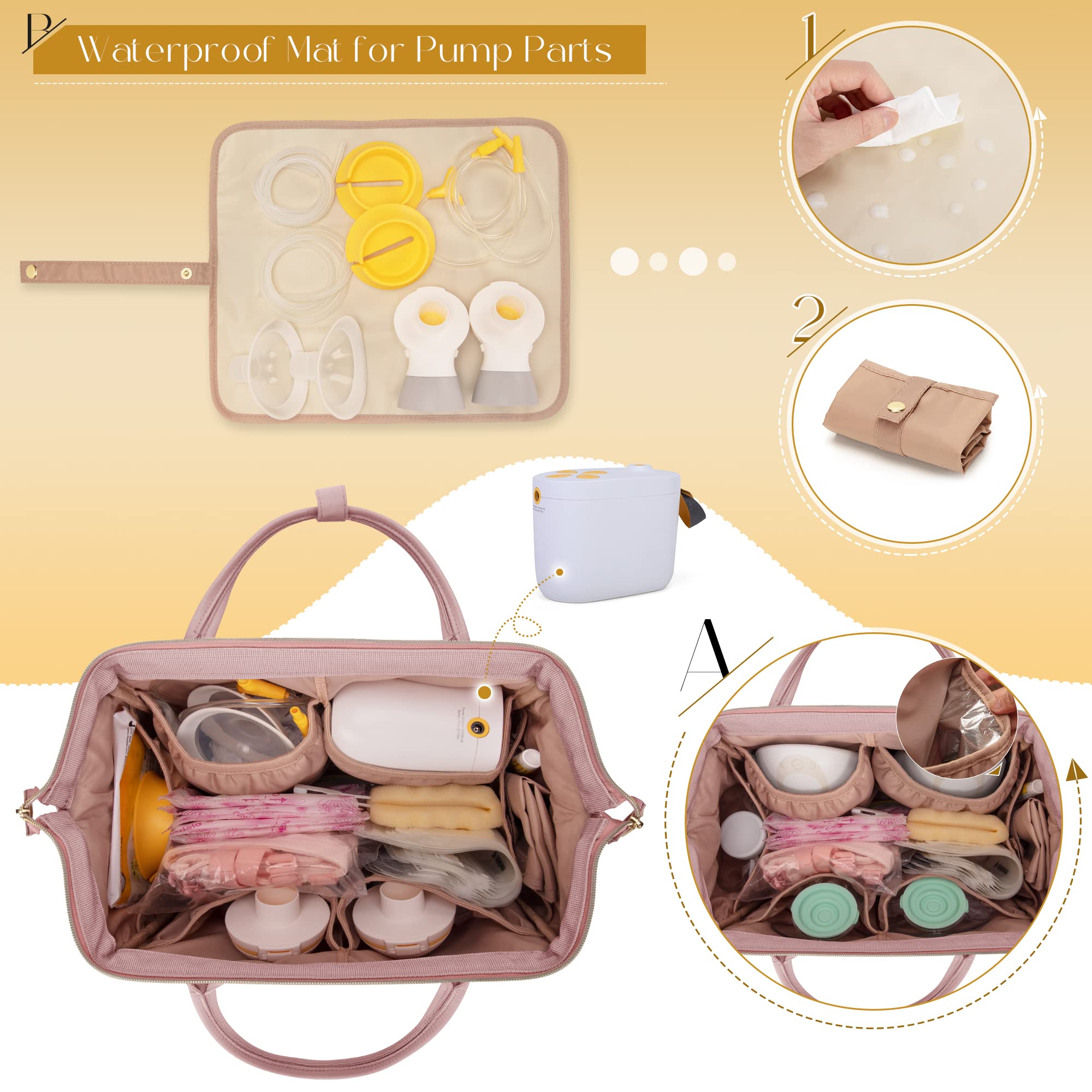 Fasrom Pump Travel Bag Bundle with Breastmilk Storage Cooler with Ice Pack Fits 6 Tall Baby Bottle Up to 9 Ounce