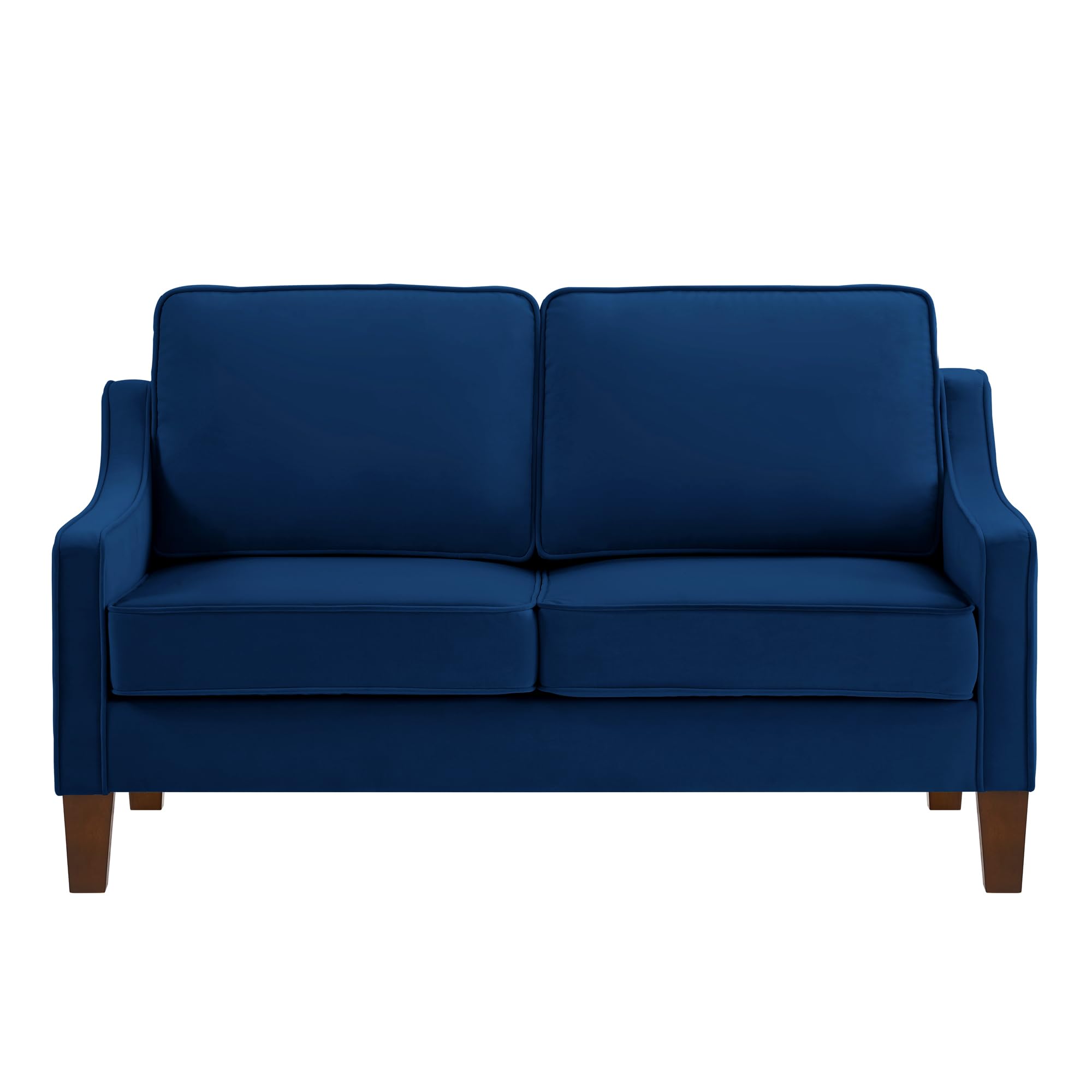GOAWGO Modern Velvet Loveseat Sofa Couch Upholstered Love Seat Couches with Wooden Legs Comfy 2 Seat Small Couch for Living Room Bedroom Small Spaces, Navy