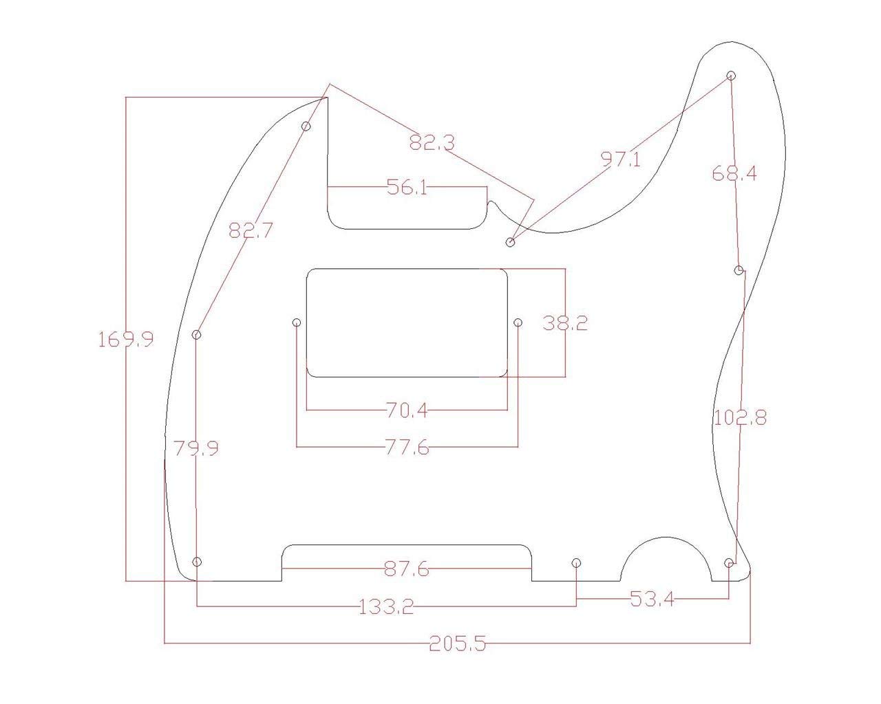 Dopro 8 Hole Tele Guitar Humbucker Pick Guard for USA/Mexican FD Telecaster Clear/Transparent 1 Ply