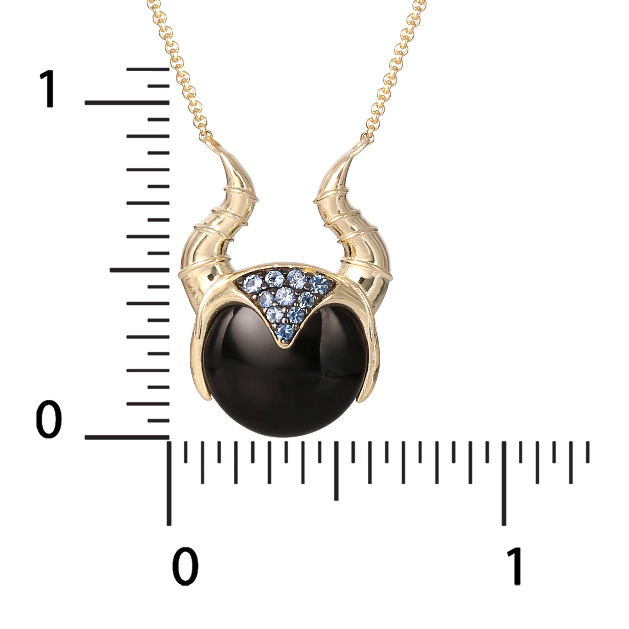 Disney Jewelry Villains Necklace - Maleficent Pendant, Onyx, Cubic Zirconia, Yellow Gold over Sterling Silver, 18"