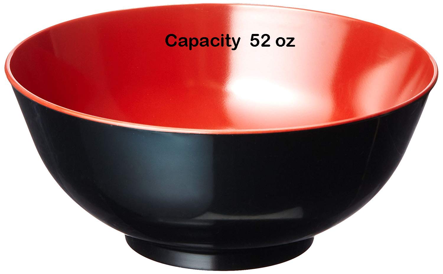 JapanBargain 2396x2, Japanese Style Plastic Black and Red Color Large 52 oz Ramen Bowls for Udon Pho Noodles Soup Cereal Pasta, Pack of 2