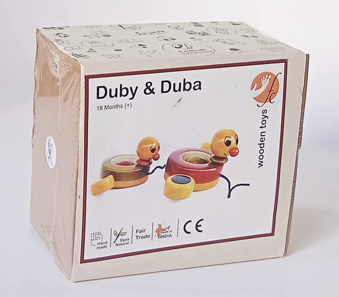 Duby & Duba is Handmade Wooden Pull Toy Consisting of a Pair of Ducks. for Toddlers Age12 - Months, and up