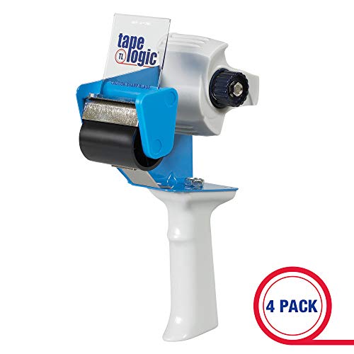Great Box Supply Tape Logic (4 Pack) Industrial Carton Sealing Tape Dispenser, 2", Blue/White