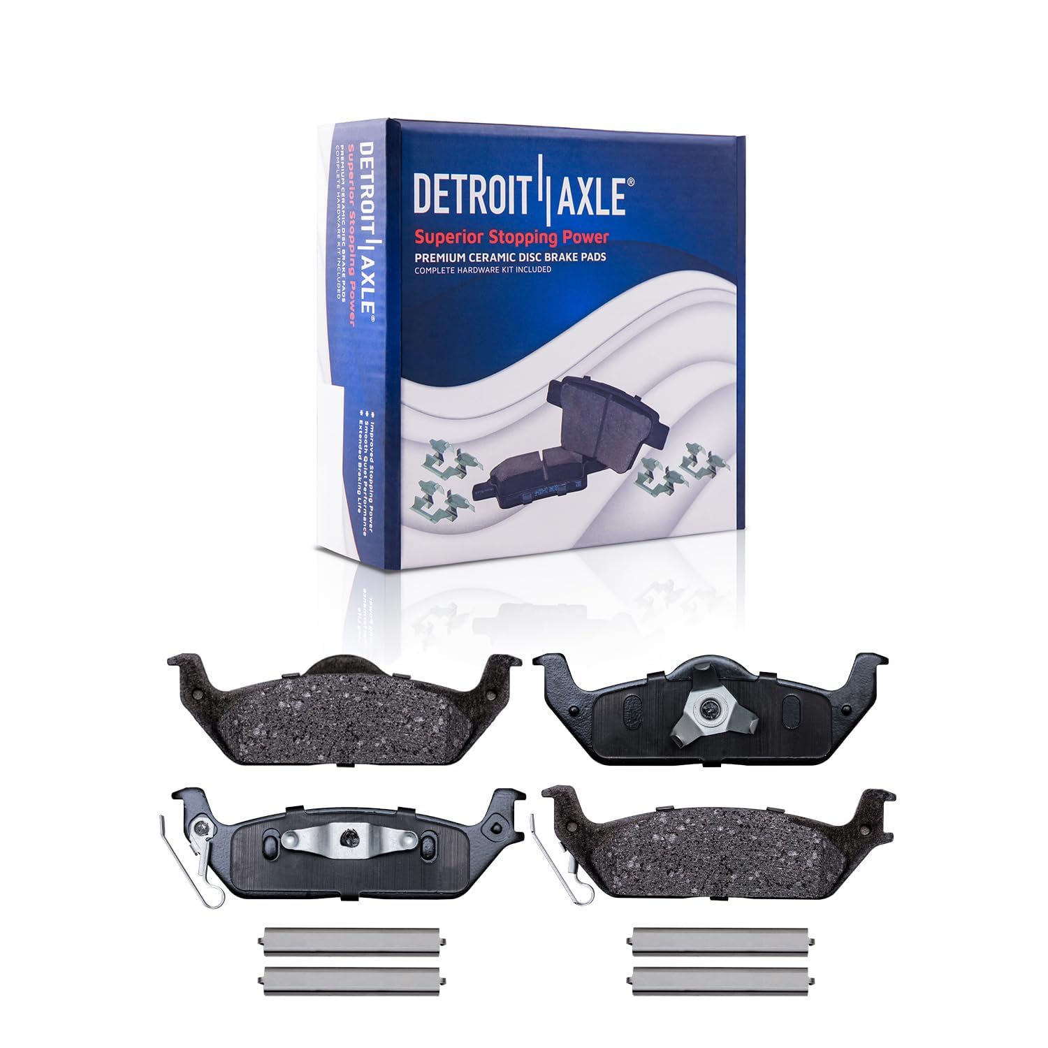 Detroit Axle - Rear Brake Kit for 04-11 Ford F-150, 06-08 Lincoln Mark LT Replacement 2004 2005 2006 2007 2008 2009 2010 2011 Drilled & Slotted Disc Brake Rotors Ceramic Brakes Pads