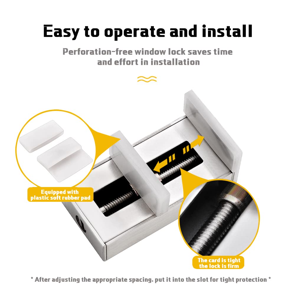 Gobericher 2 Pack Sliding Door Lock - Safety Lock, Child/Baby Slide Window Locks,Kids Proof Patio Closet Doors Security Child,Windows Guard Stopper,Easy Install and Use, No Drilling Tools Needed