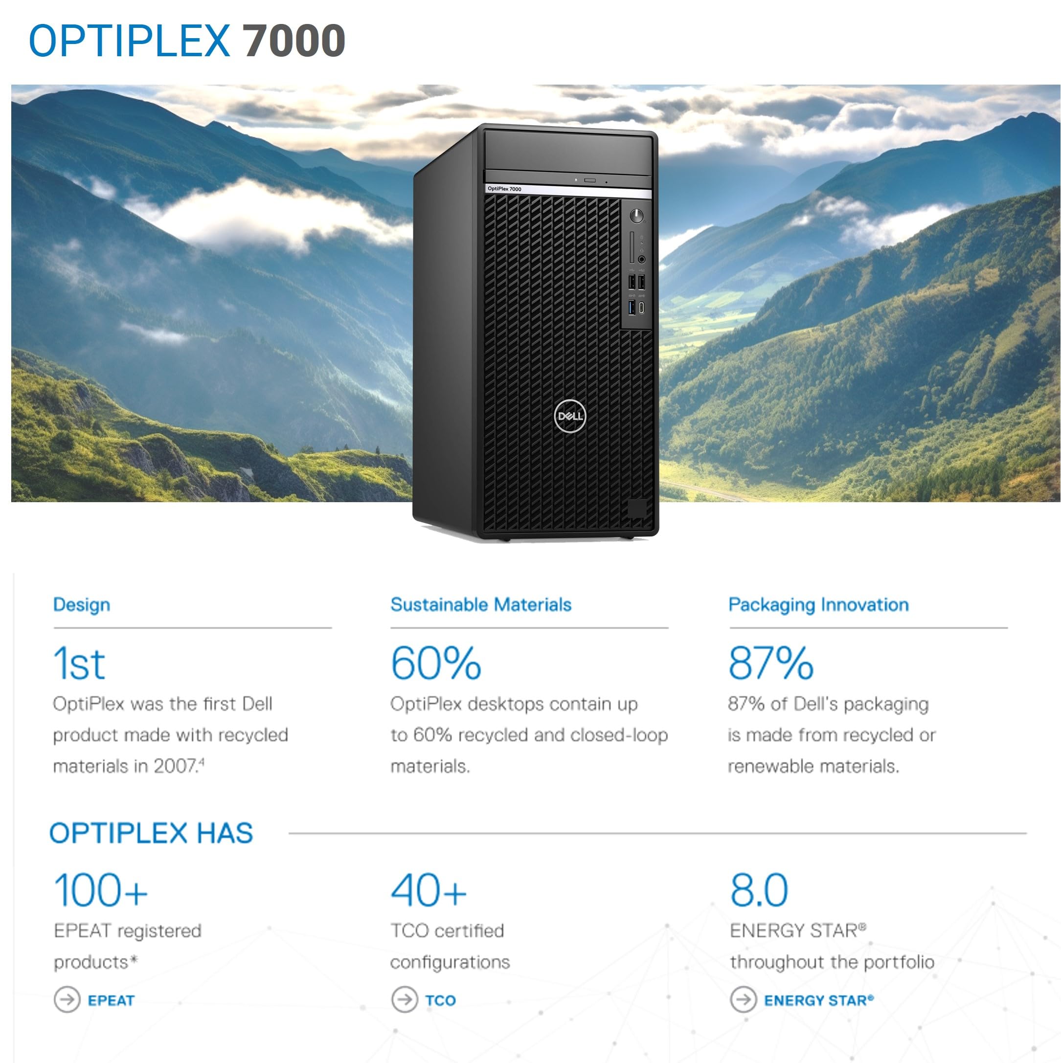 Dell OptiPlex 7000 Series Business Tower Desktop, Intel Core i7-12700 Processor, 64GB DDR5 RAM, 2TB PCIe SSD, DVD, DisplayPorts, Wi-Fi, Windows 11 Pro, Black