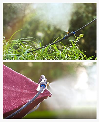 homenote Misting Cooling System 75FT (23M) Misting Line + 28 Brass Mist Nozzles + Brass Adapter(3/4") Outdoor Mister for Patio Garden Greenhouse Trampoline for Waterpark