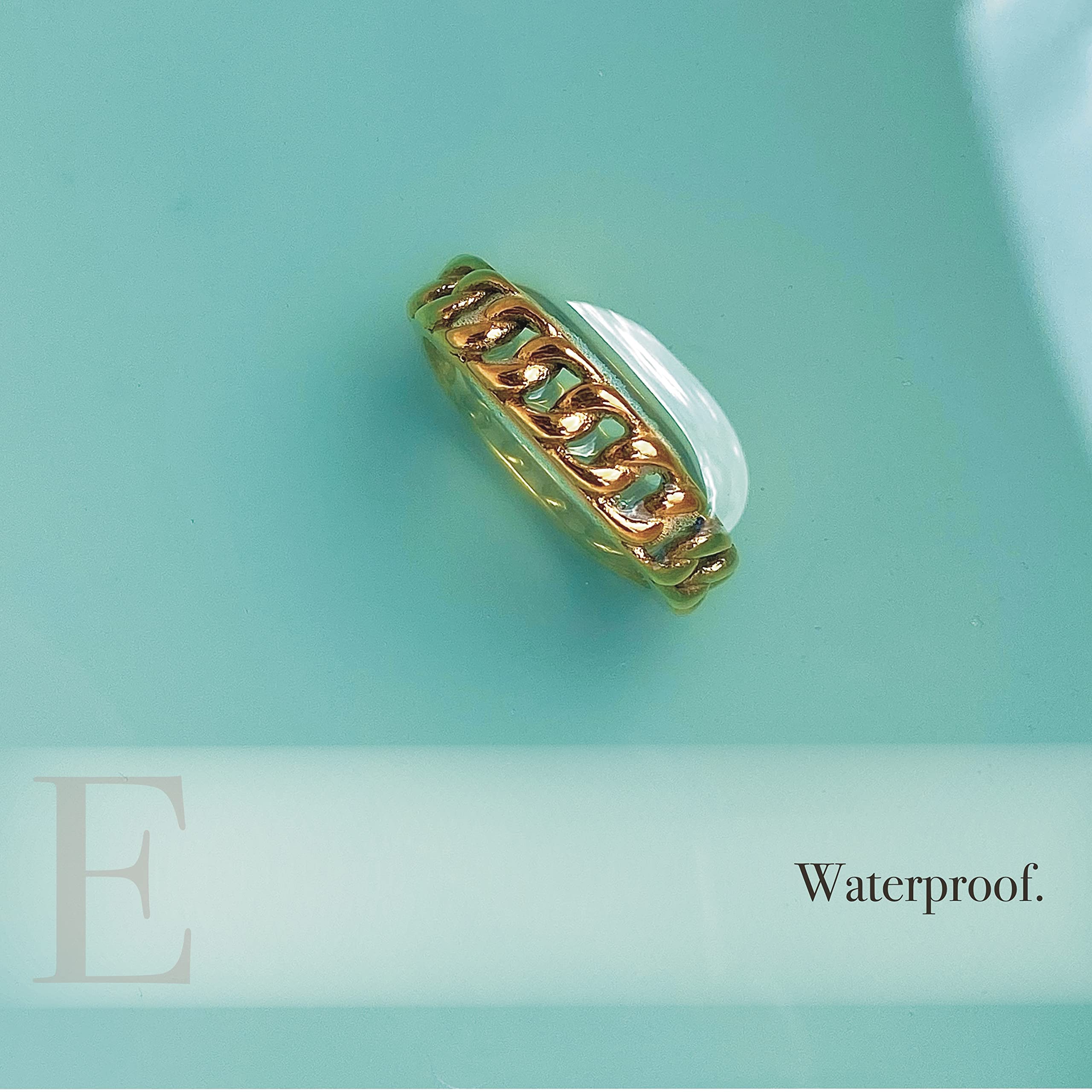EVLYN 18K Gold Rings Tarnish Free Ring | Cuban Link Chain Ring | Croissant Ring | Gold Rings For Women Size 5 6 7 8 9 10 (9)