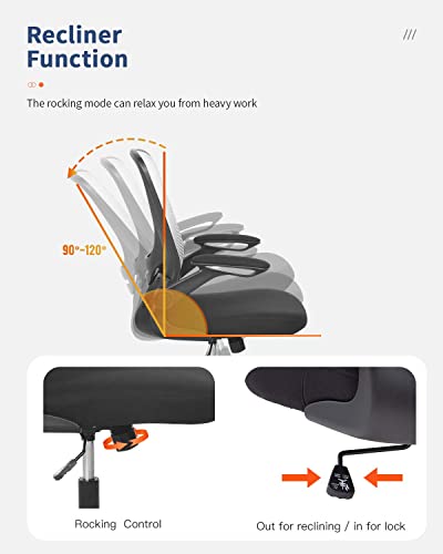 Office Chair Desk Chair Computer Chair with Lumbar Support Flip-up Arms Swivel Rolling Executive Task Chair Mesh Adjustable Ergonomic Chair for Adults(White)