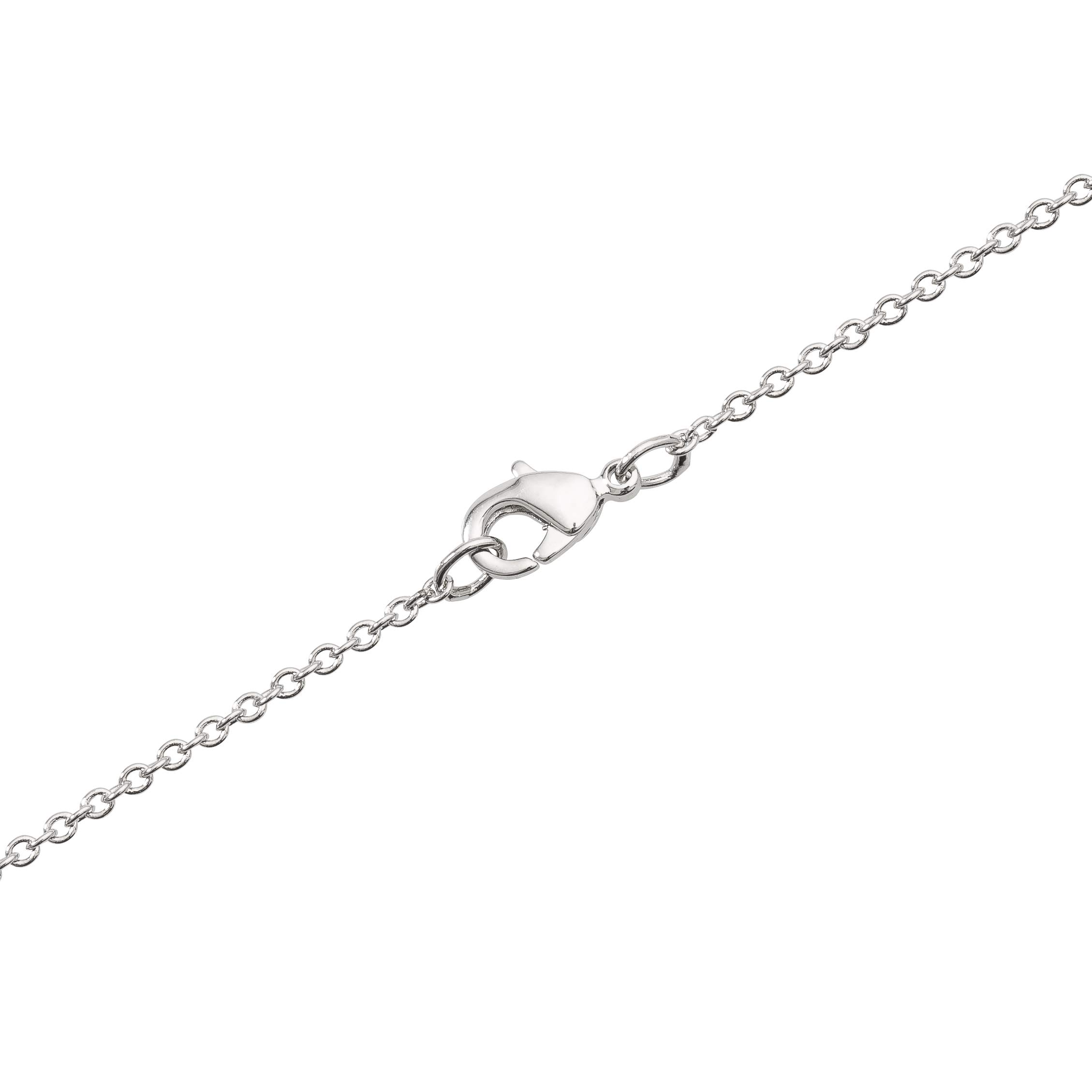 Disney Mickey Mouse and Minnie Mouse Classic Heart Pendant Necklace, Silver Plated, 18”