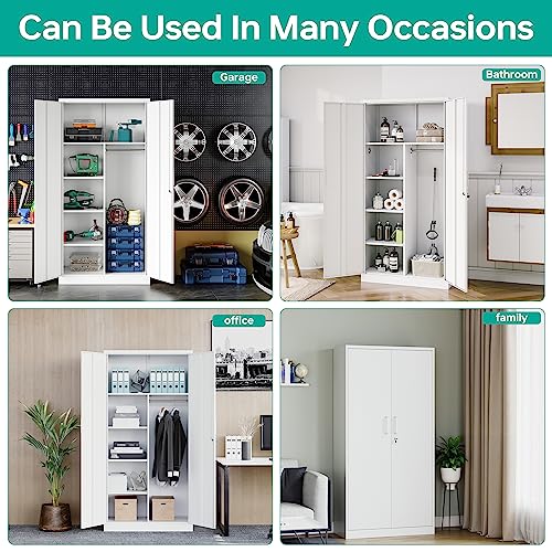 SISESOL Metal Storage Cabinets Locker with Locker Shelf, 71" Armoire Wardrobe Closet with Hanging Rod Storage Locker, Wardrobe Cabinet for Bathroom Storage Cabinet with Doors Lockers for Employees