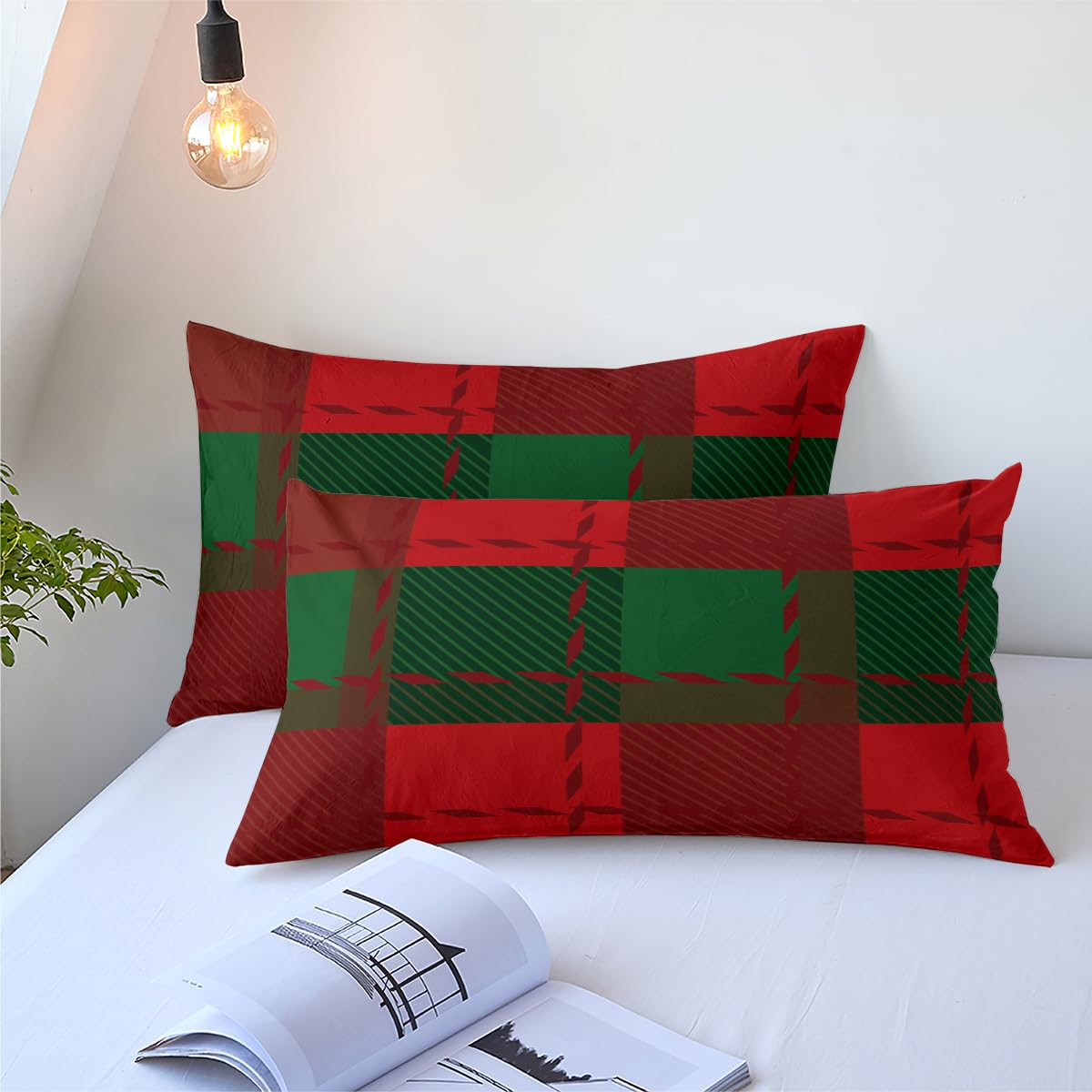 Menkala Christmas Comforter Cover Full Size,Plaid Duvet Cover for Boys Girls,Merry Christmas Bedding Sets 3 Pieces,Breathable, Soft (No Comforter)