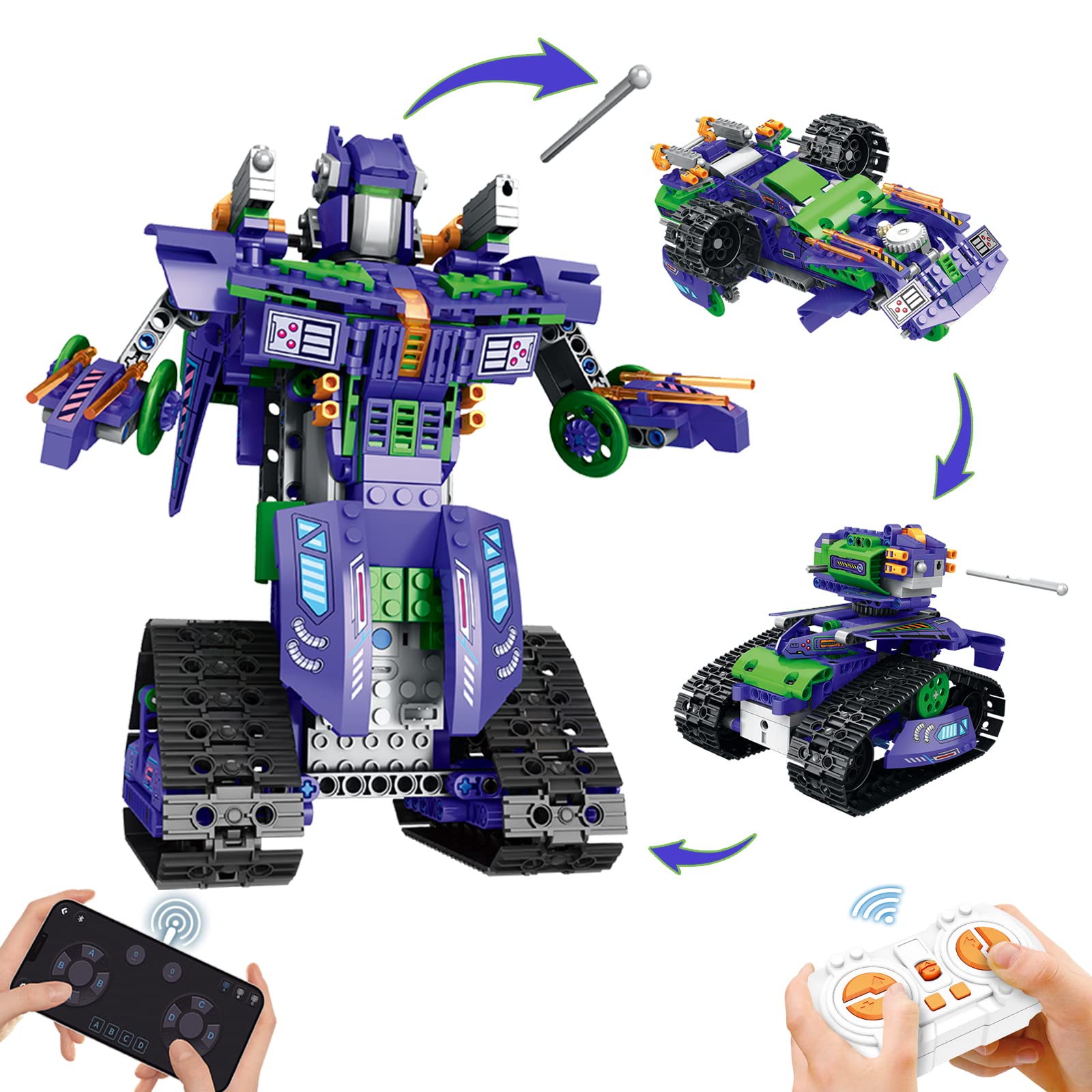 flycites Remote Control Building Kit, 3-in-1 STEM Projects Building Sets Robot Toys, APP & Remote Control Samurai,Programmable Science Learning Kit Birthday Gifts for Boys and Girls