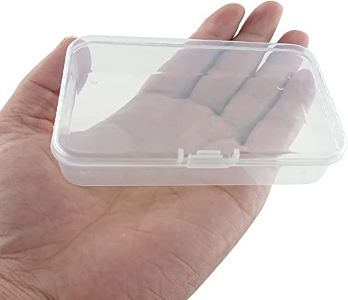 MFDSJ 6 Pcs Mini Plastic Storage Containers Box with Lid, 4.5x3.4 Inches Clear Rectangle Box for Collecting Small Items, Beads, Game Pieces, Business Cards, Crafts Accessories