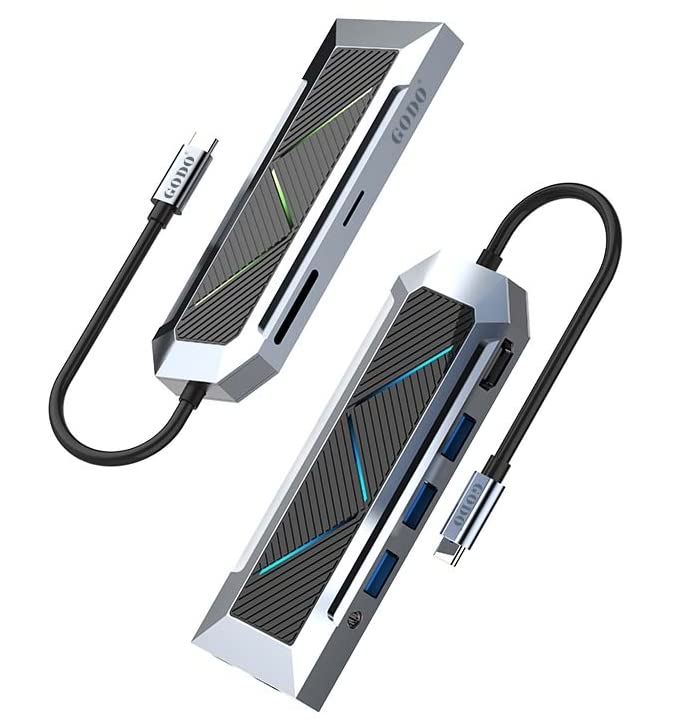 GODO USB C Hub,Multiport Adapter,with 4K 30HZ HDMI,100W Power Delivery