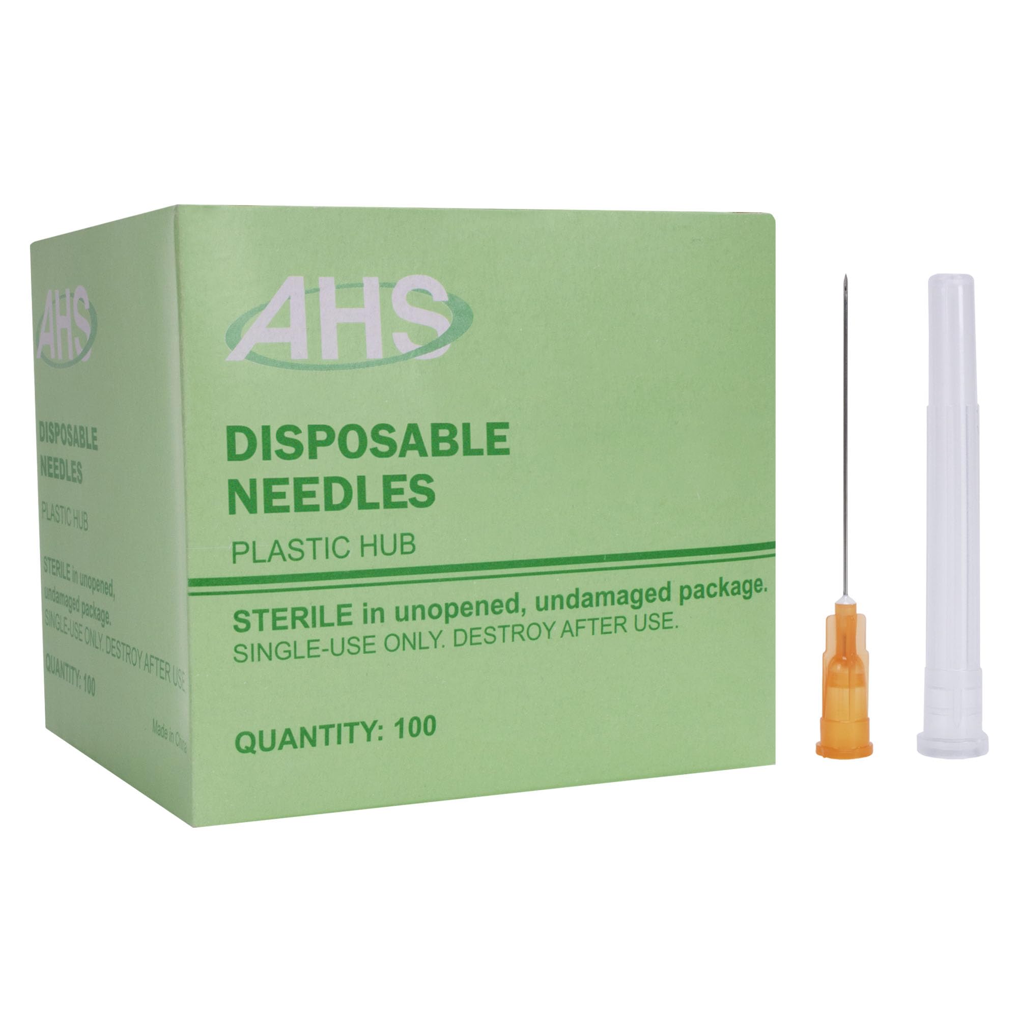 Generic 100 Pack Sterile Disposable Injection Needle with Cap for Scientific and Industrial Dispensing Needle Accessories (25G X 1.5in)